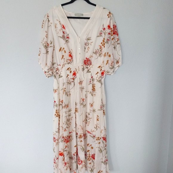 J Gee | Dresses | J Gee Lined Floral Smocked Waist Vneck Short Sleeve ...